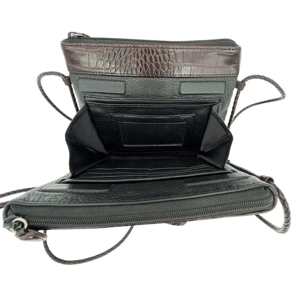 Brighton | Bags | Brighton Leather Organizer Crossbody Wallet Bag Black ...